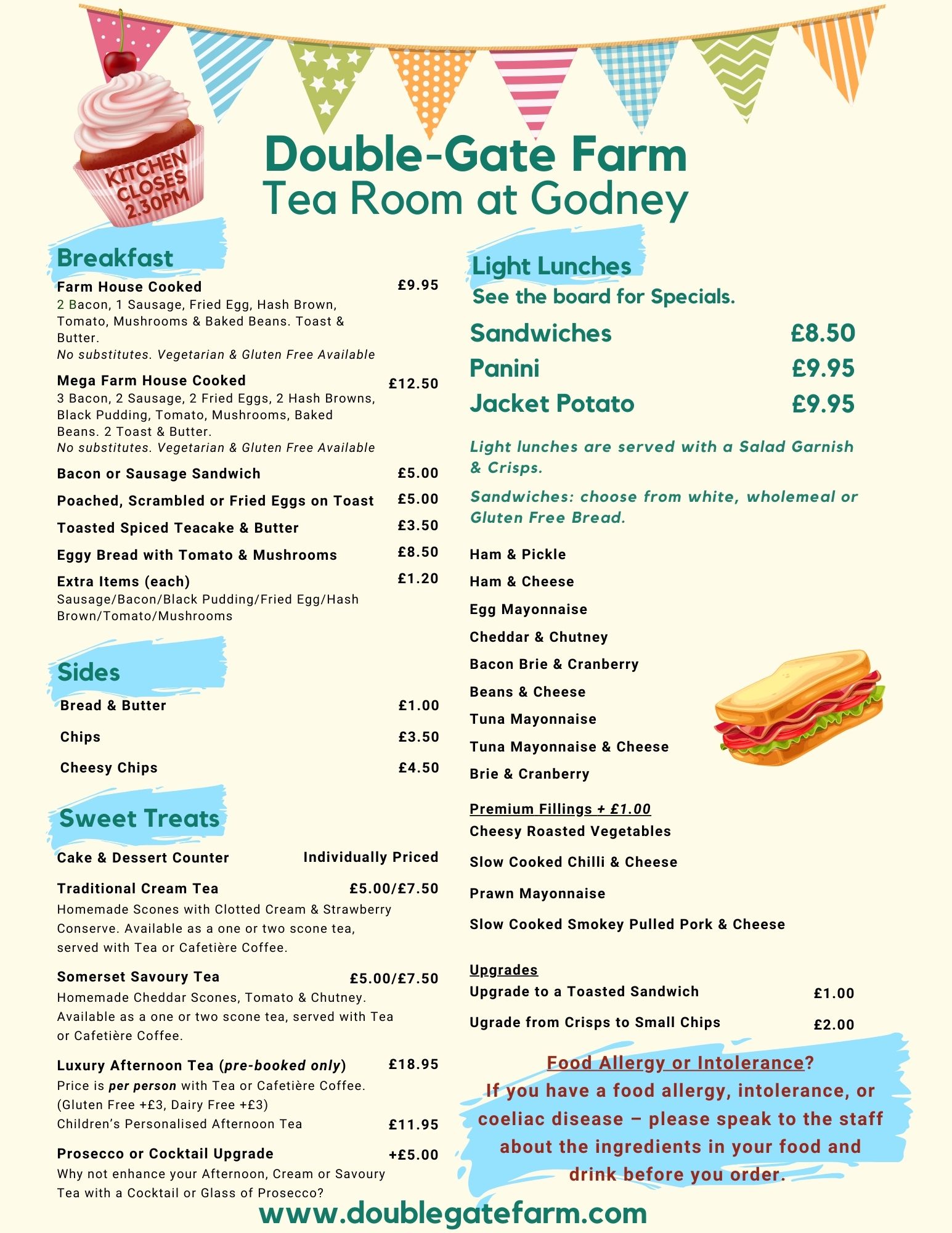 Tea Room Menu - Double Gate Farm